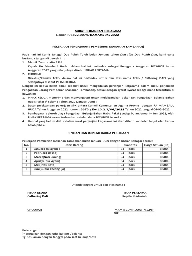 Contoh SPK Dengan Pihak Ke-3 (Toko DLL) | PDF