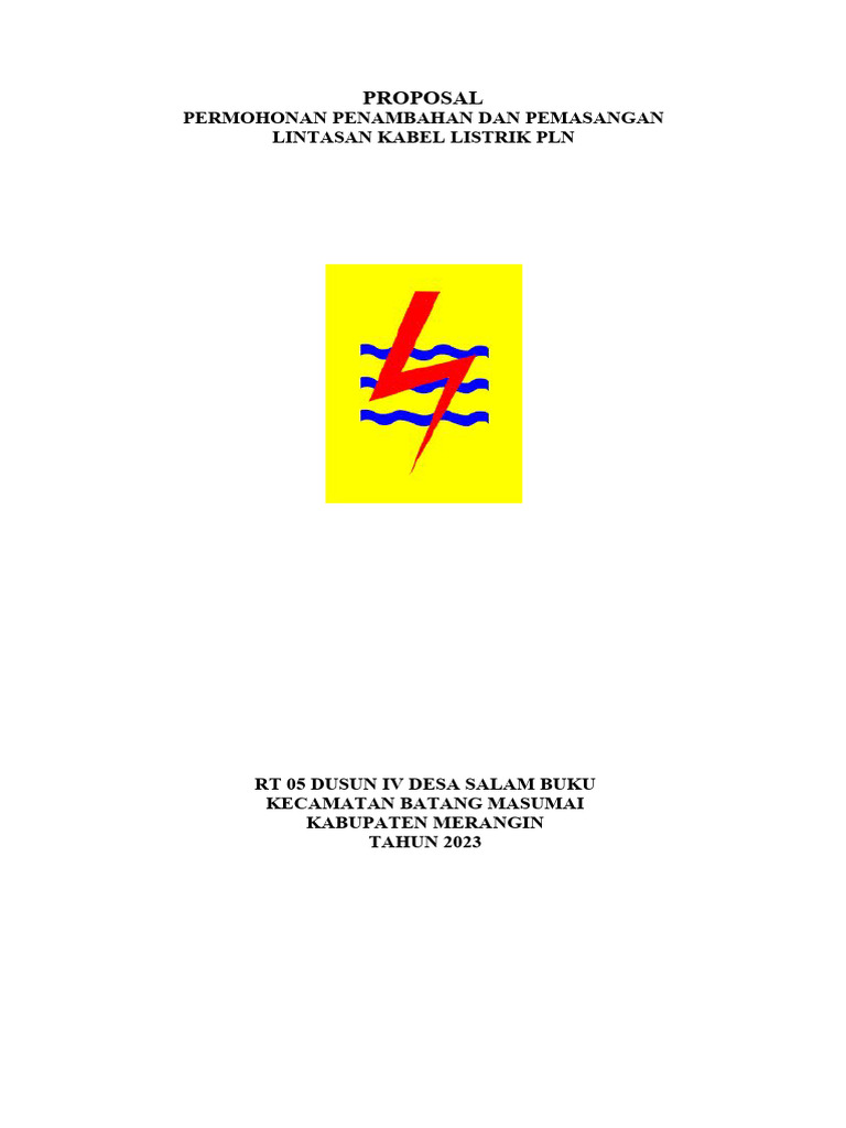 Proposal Permohonan Penambahan Dan Pemasangan Lintasan Kabel Listrik PLN | PDF