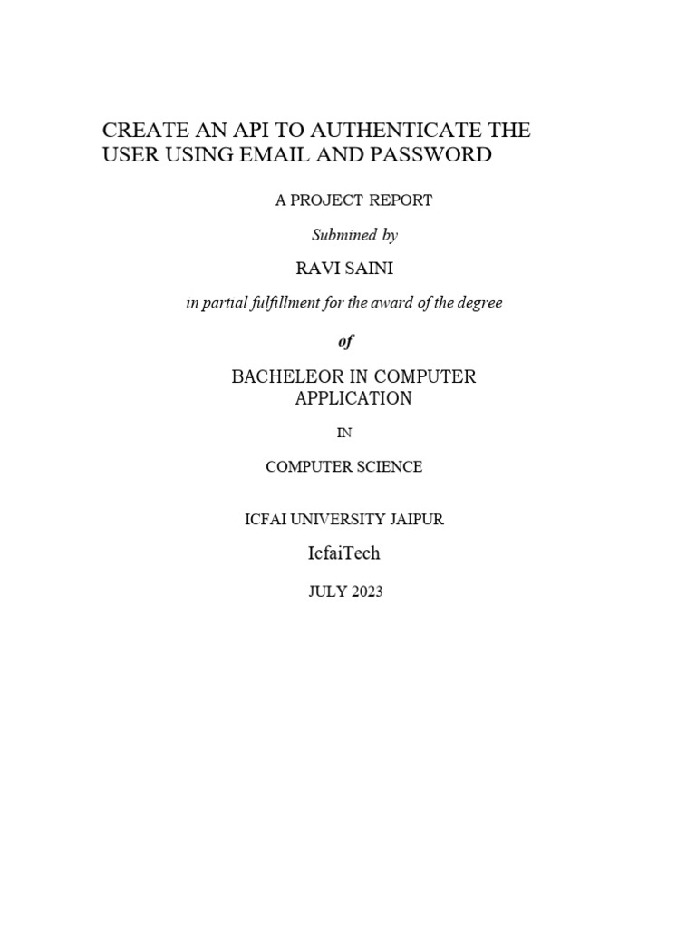 Project Report API | PDF