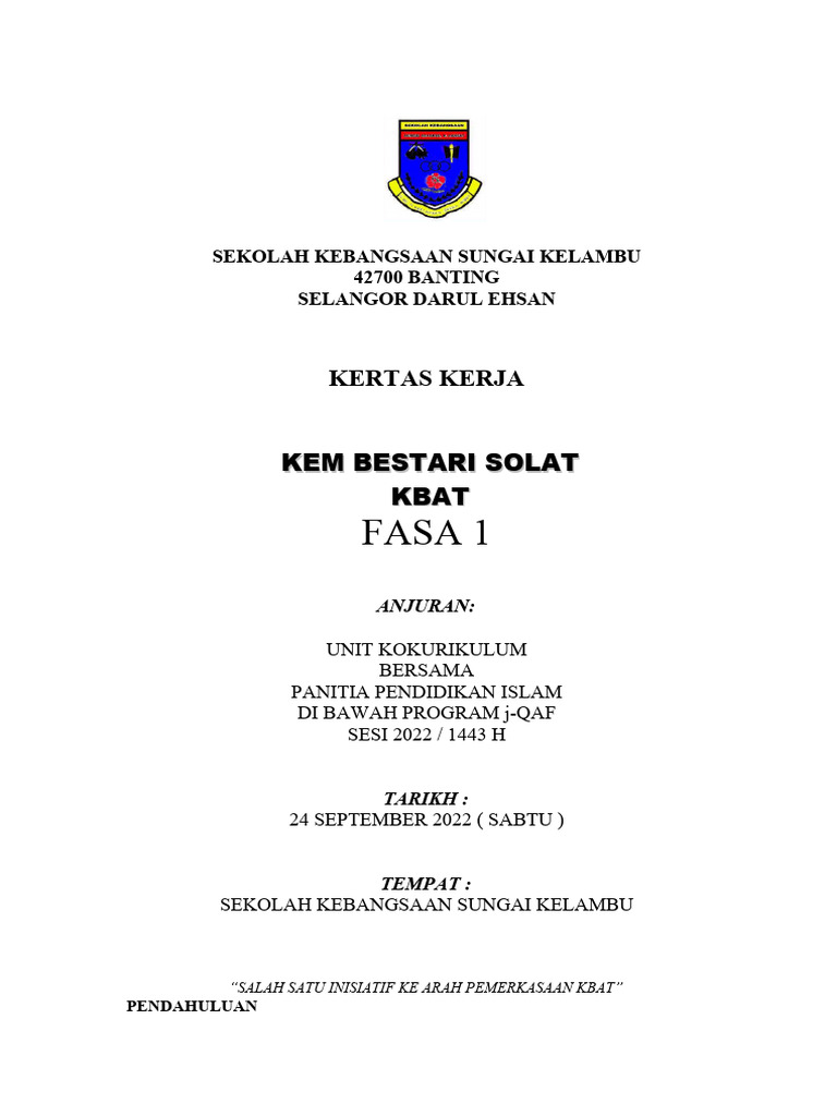 Kertas Kerja KBS 1 2022 | PDF