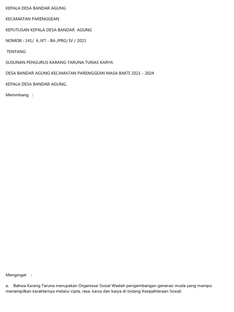 SK Kartar | PDF | Pengelolaan Keuangan & Uang | Griya & Taman