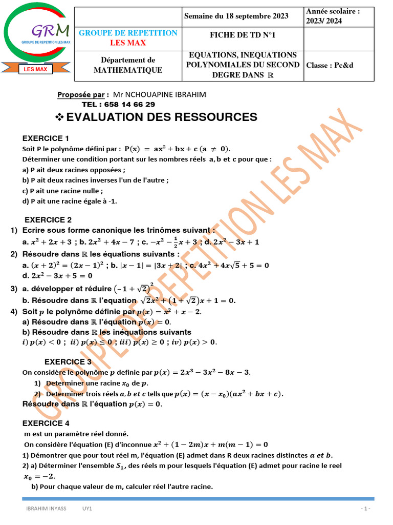 TD 1 Math PC&D | PDF