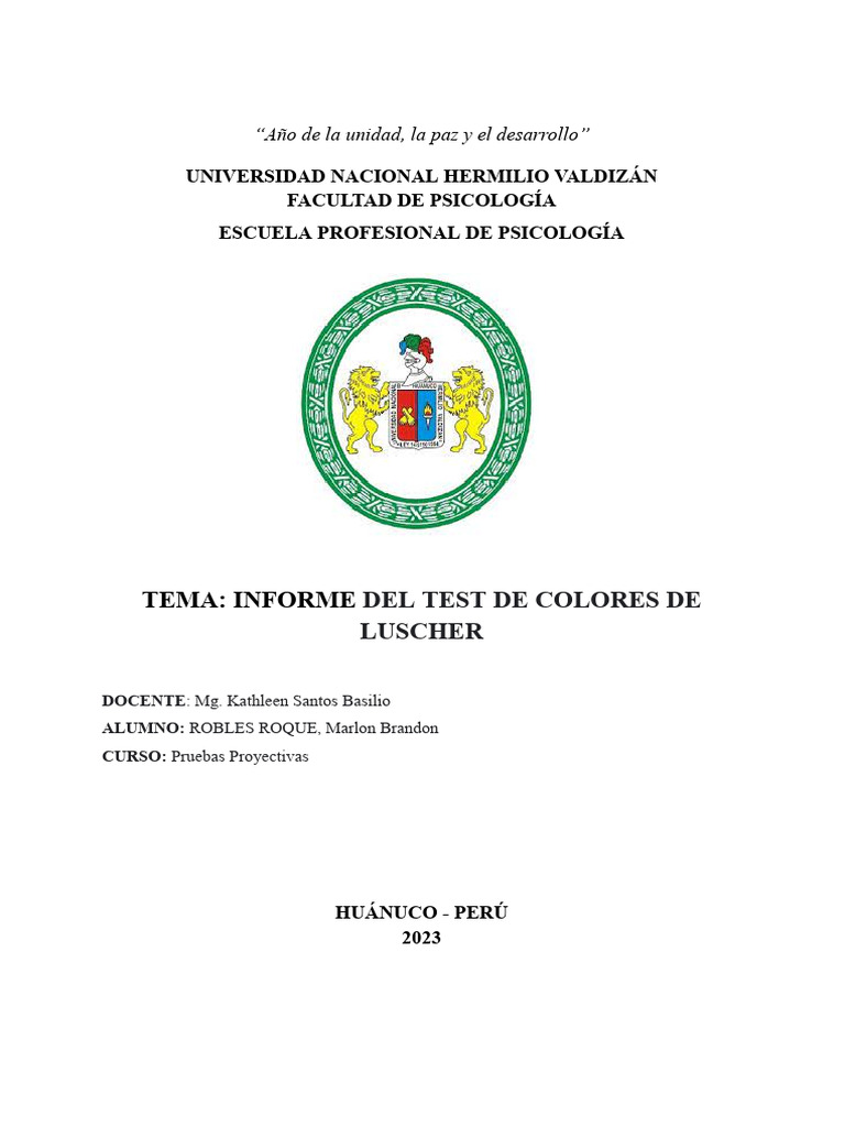 Informe de Test de Luscher | PDF