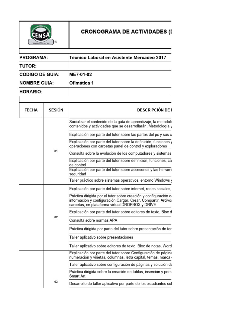 Cronograma Ofimatica 1 | PDF | Microsoft Word | Microsoft PowerPoint Cronograma Ofimatica 1 | PDF | Microsoft Word | Microsoft PowerPoint