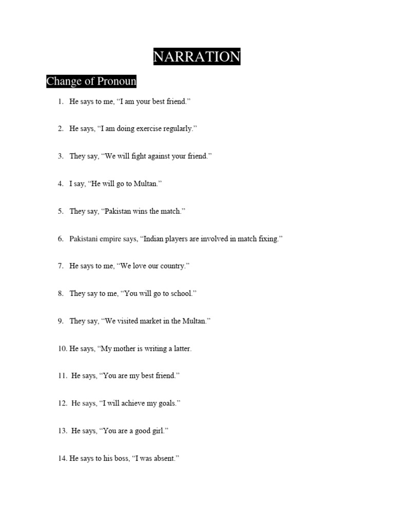 Narration Practice Students' Lab | PDF