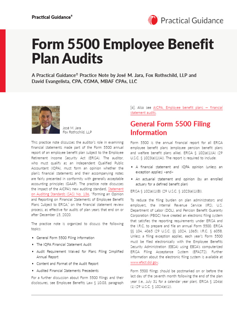 Form 5500 Employee Benefit Plan Audits | PDF | Financial Audit | Audit