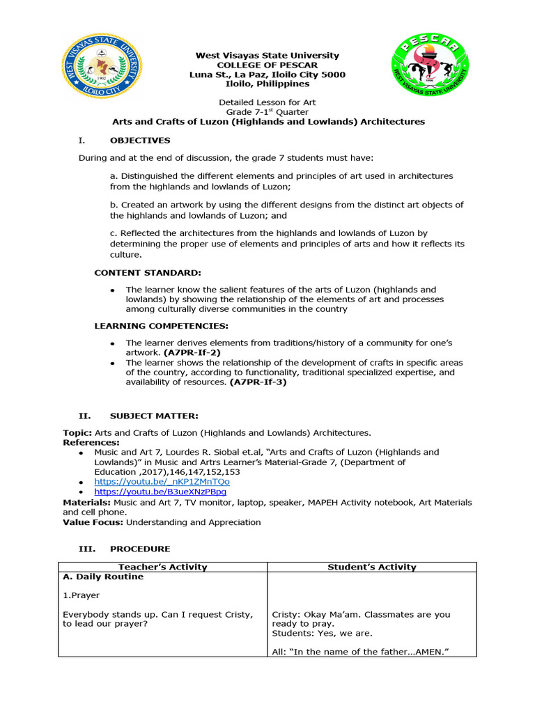 G7 Arts 1st Grading Luzon Archi.. | PDF