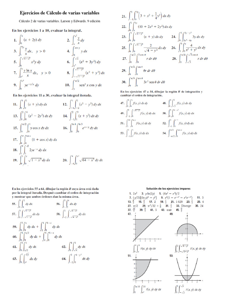 Ejercicios de Integrales Dobles | PDF