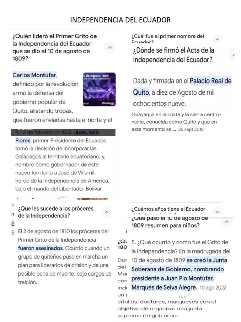 Independencia Del Ecuador | PDF