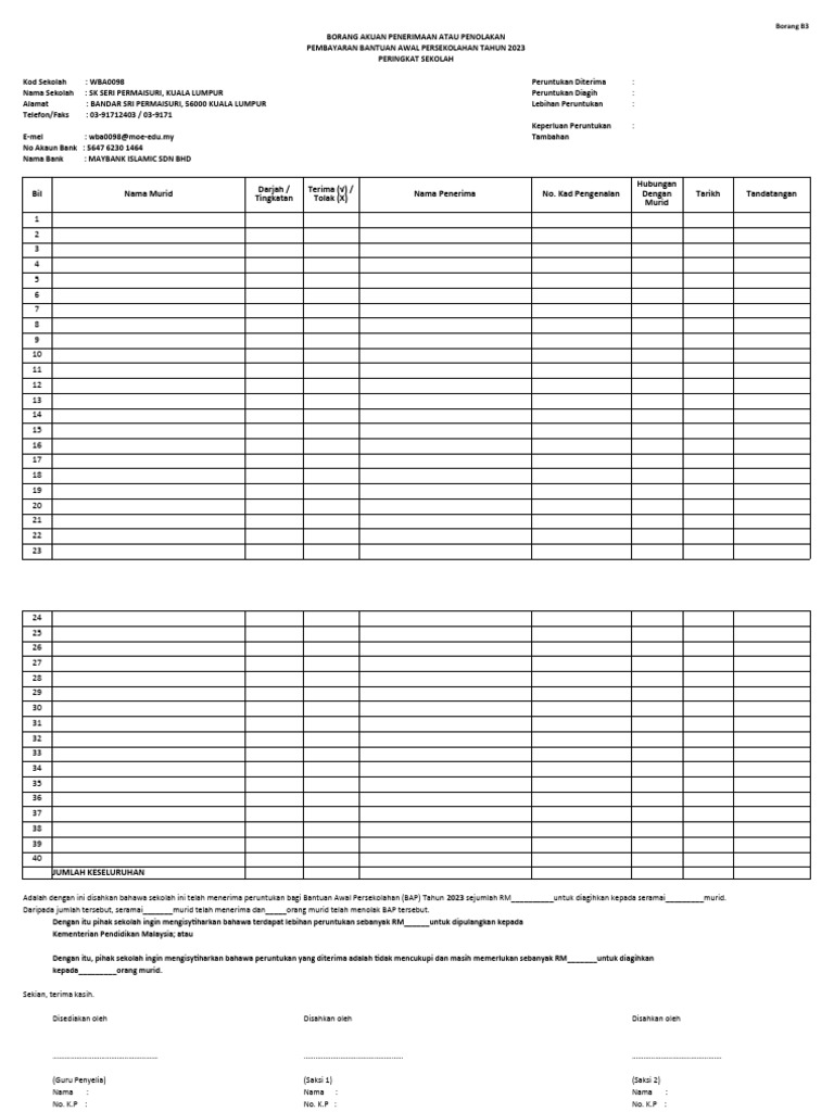 Borang B3 2023 Pdf