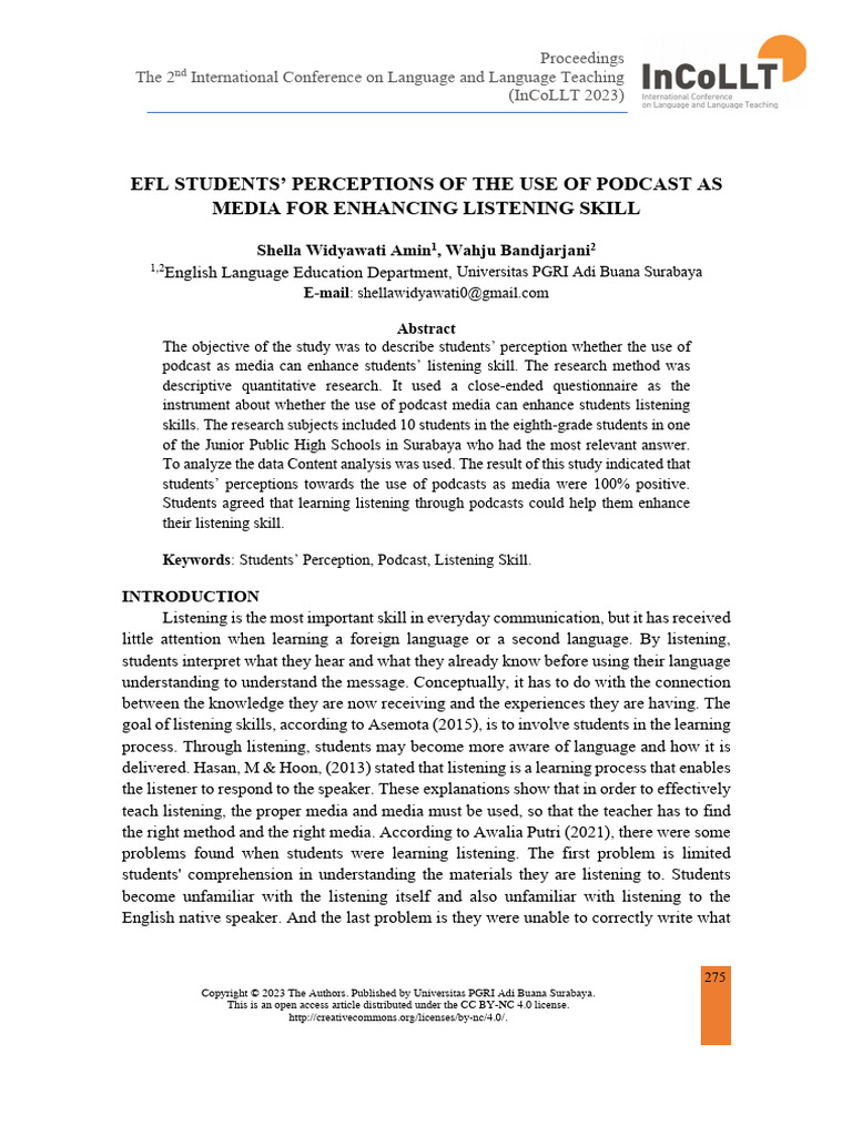 Shella Widyawati Amin1 Wahju Bandjarjani2 | PDF | Language Education | Podcast