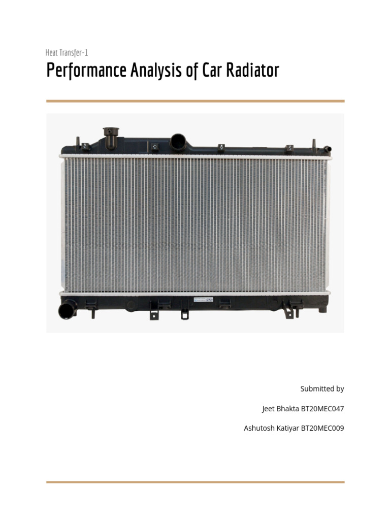 Performance Analysis of Car Radiator | PDF | Radiator | Methanol