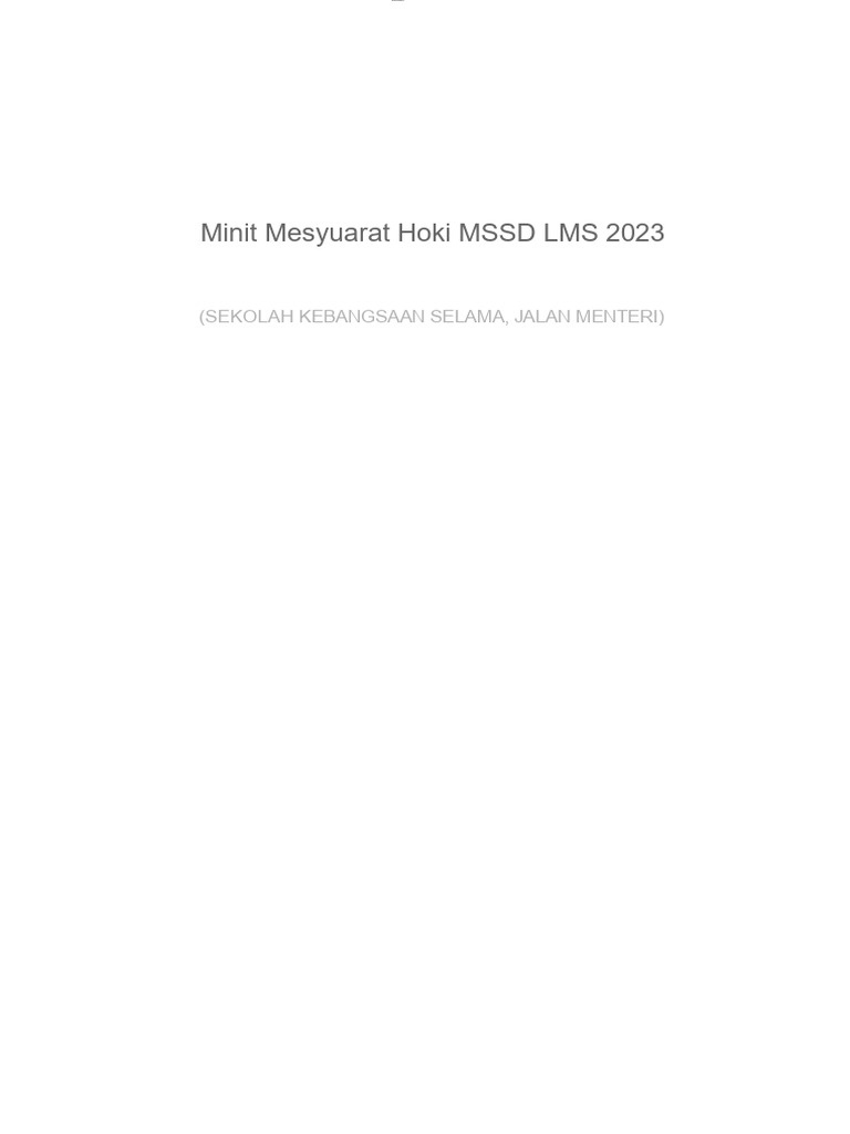 Minit-Mesyuarat-Hoki-Mssd-Lms 2023 | PDF