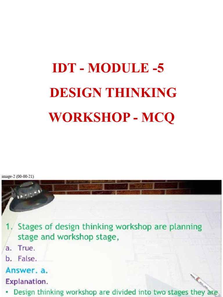 Design Thinking Workshop MCQs | PDF