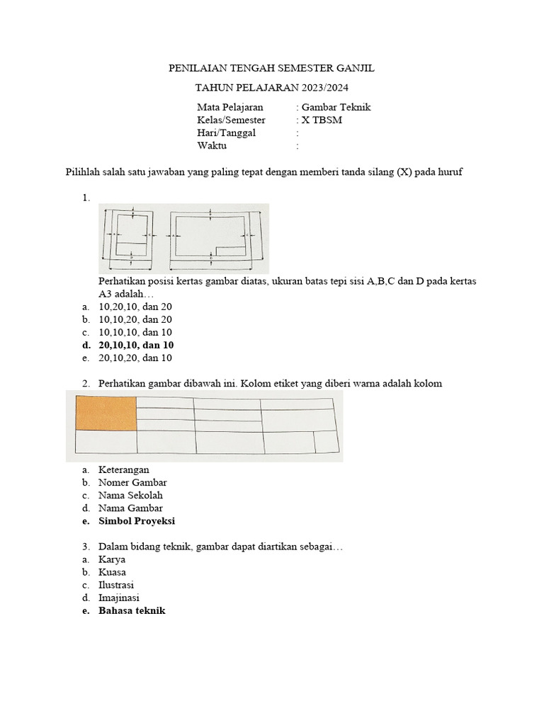Gambar Teknik X TBSM 2 | PDF