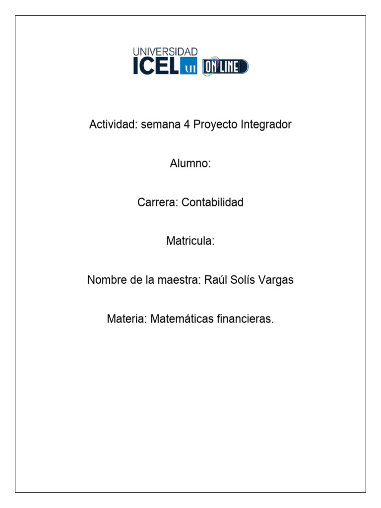 Semana 4 Proyecto Integrador Ariana | PDF | Interés | Tasas de interés