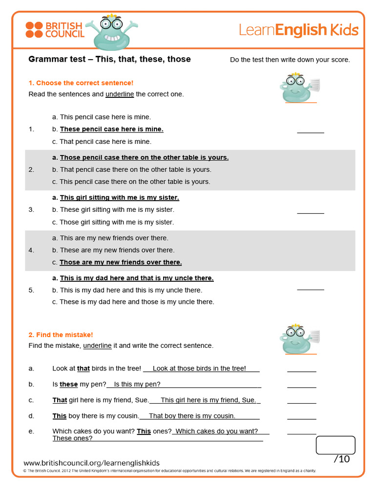 Grammar Practice This That These Those Final | PDF | Language Arts ...