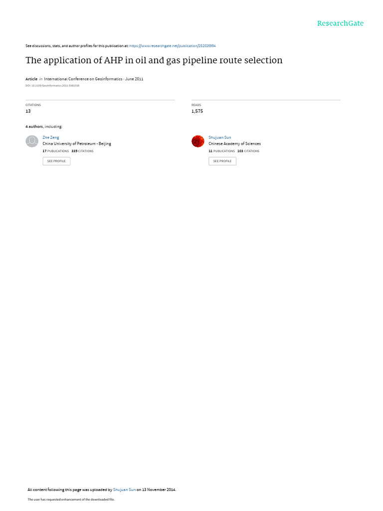 The Application of AHP in Oil and Gas Pipeline Route Selection | PDF ...