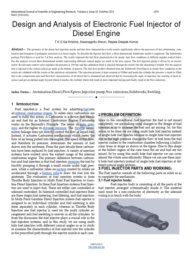 Design and Analysis of Electronic Fuel Injector of Diesel Engine | PDF ...
