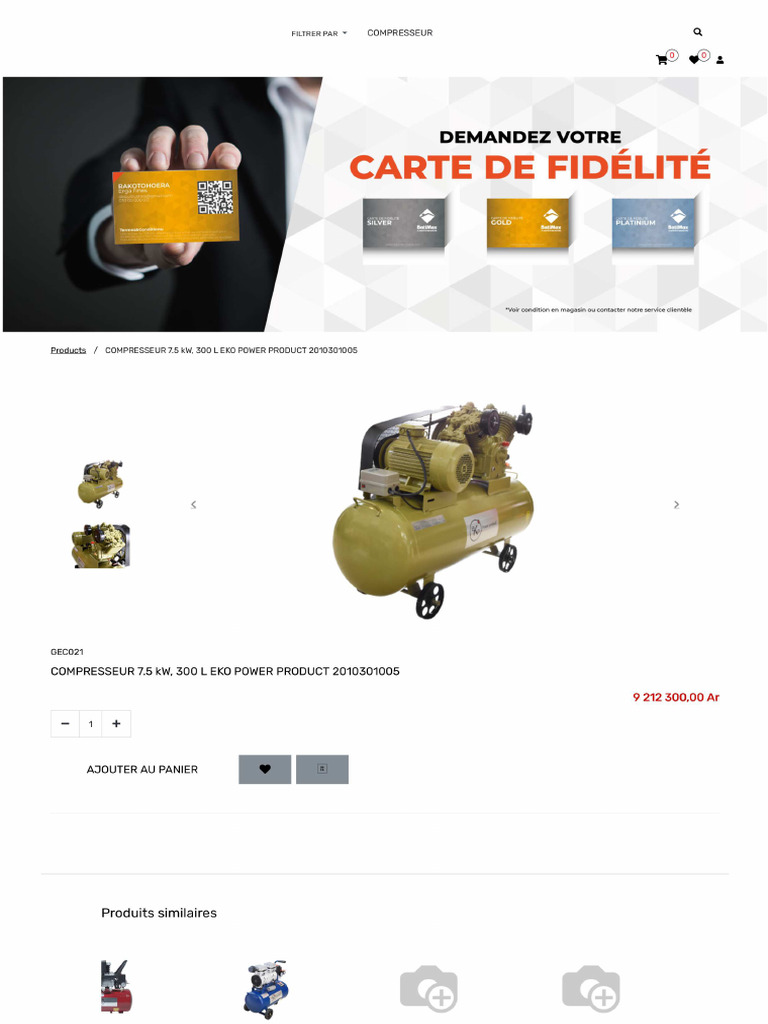 COMPRESSEUR 7.5 KW, 300 L EKO POWER PRODUCT 2010301005 - Batimax ...