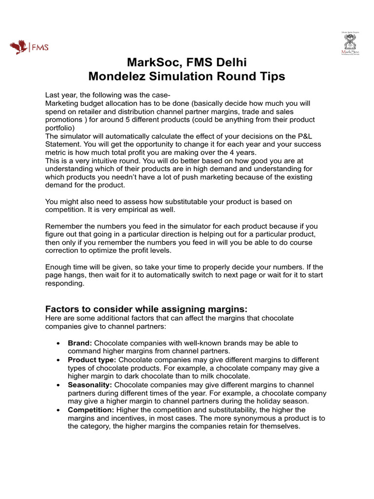 Mondelez Case Tips Sheet _ MarkSoc | PDF