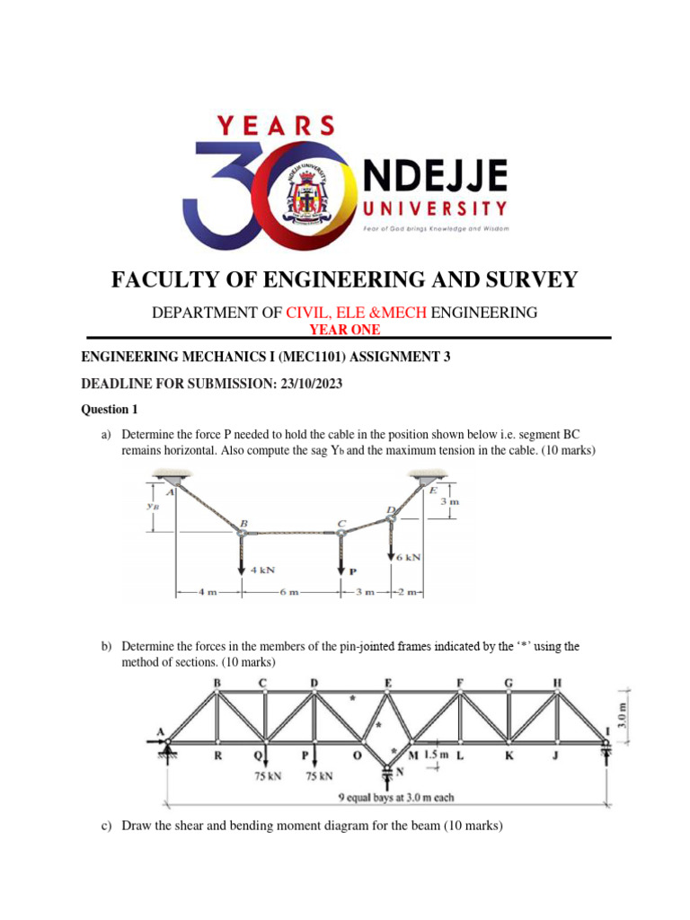 Engineering Mechanics 1 Assignment 3 | PDF