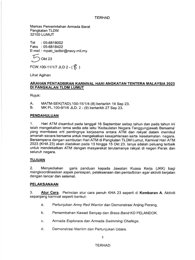 Arahan Pentadbiran Kha 23 | PDF