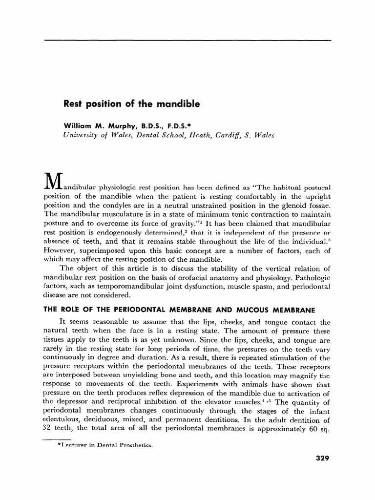 The Rest Position of The Mandibe | PDF | Foreign Language Studies