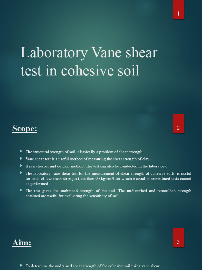 Laboratory Vane Shear Test in Cohesive Soil | PDF | Soil Mechanics ...