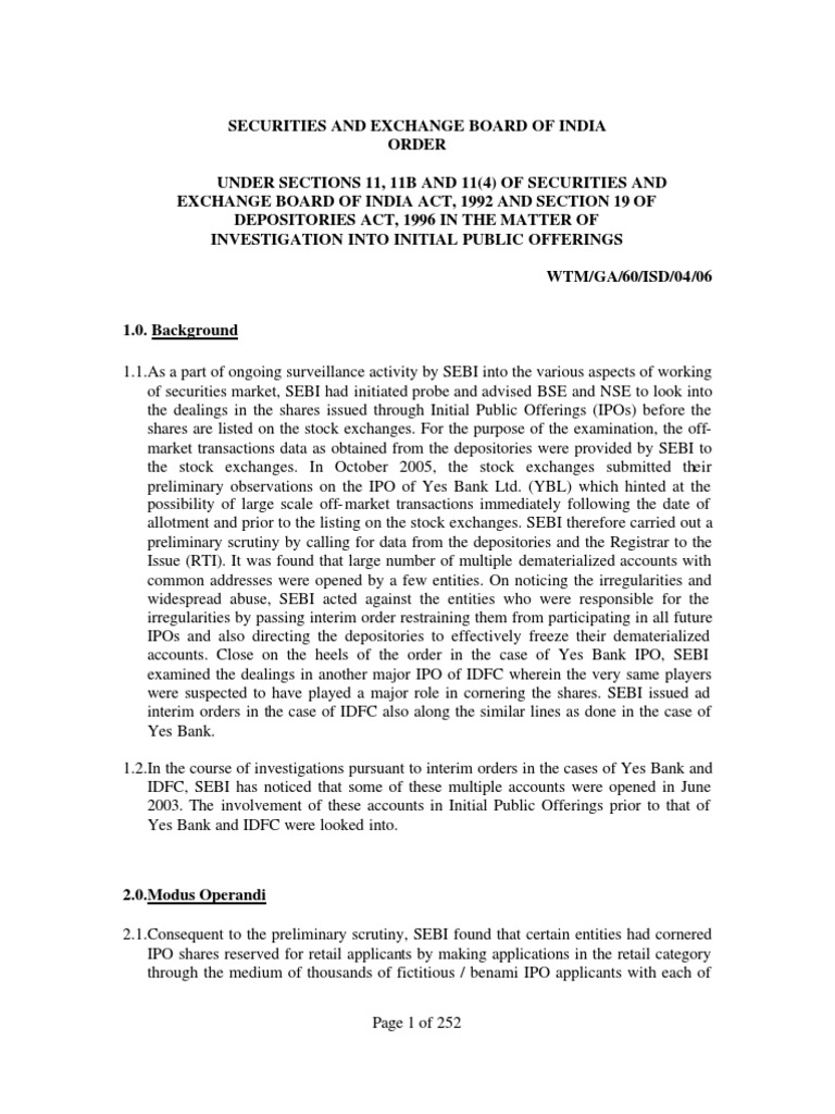 Ipo Order | PDF | Initial Public Offering | Reserve Bank Of India