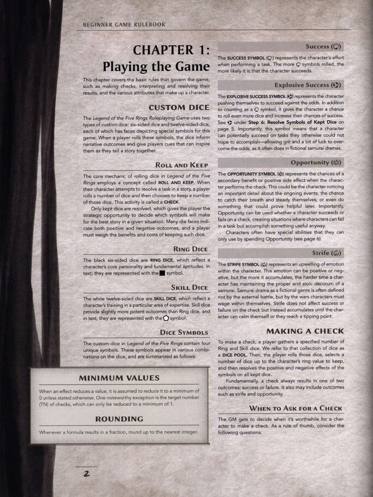 l5r Beginner Rulebook | PDF | Dice | Role Playing Games