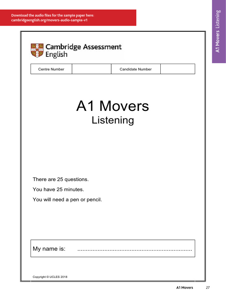 A1 Movers 答案 | PDF