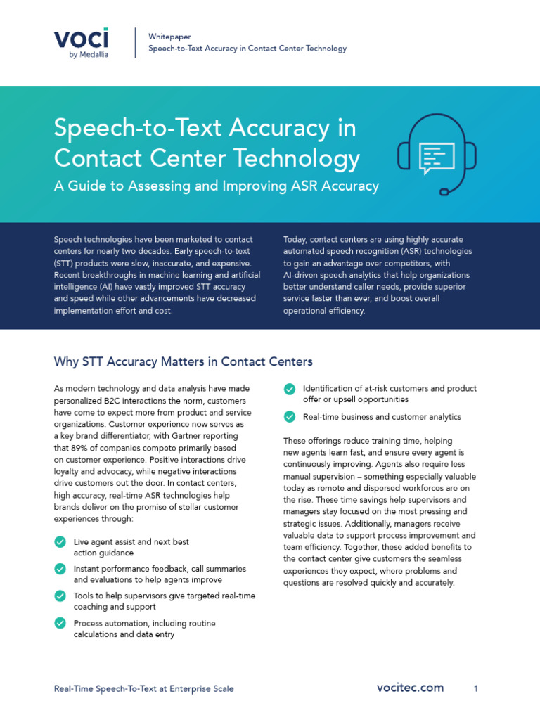 voci-speech-to-text-accuracy-whitepaper-210726 | PDF | Speech Recognition | Cloud Computing