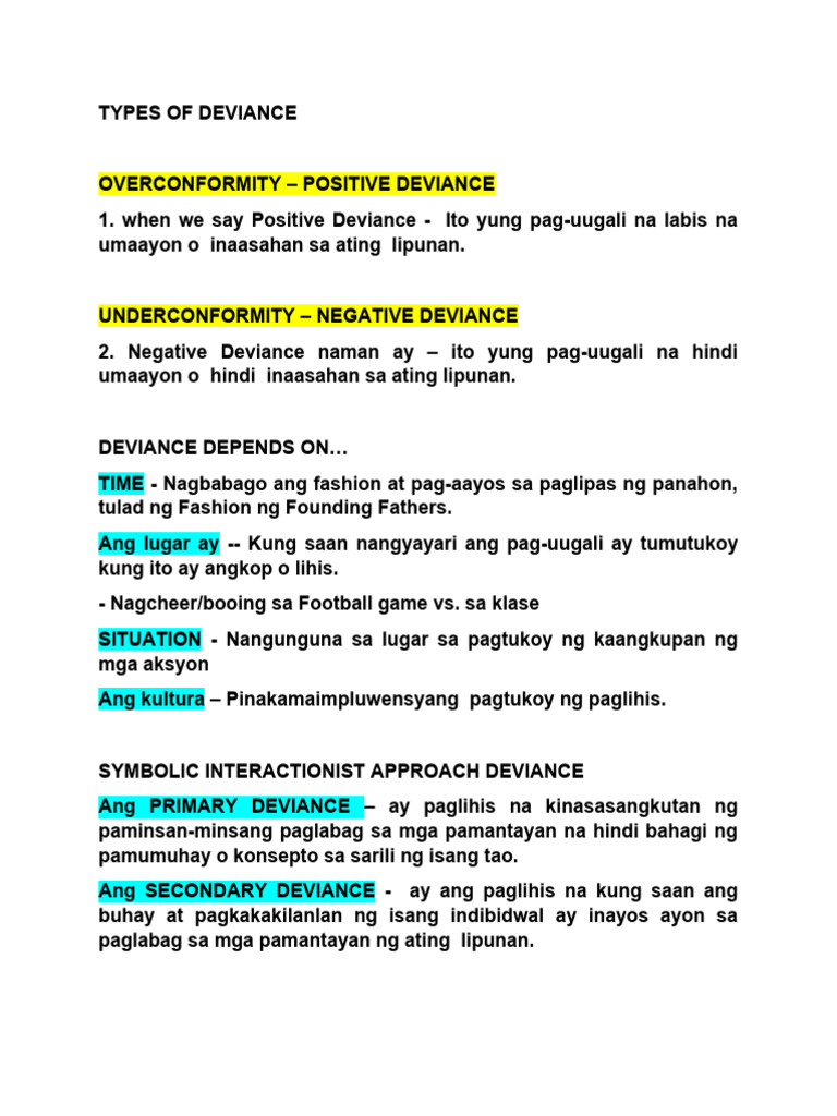 Types of Deviance Explanations | PDF