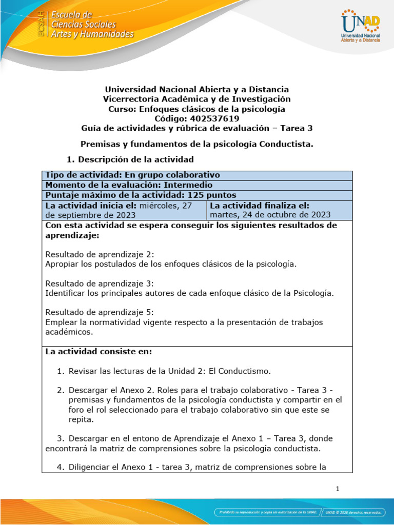 Guía de Actividades y Rúbrica de Evaluación - Unidad 2 - Tarea 3 - Premisas y Fundamentos de La ...