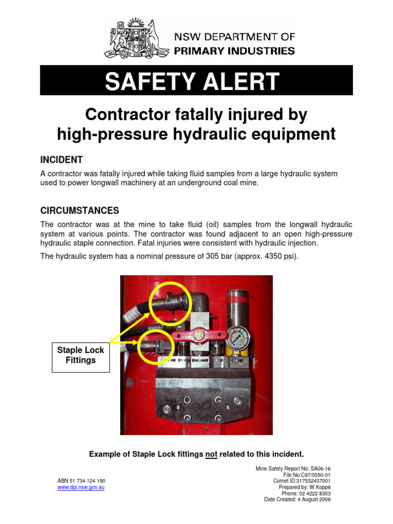 High-Pressure Hydraulic Injury Alert | PDF
