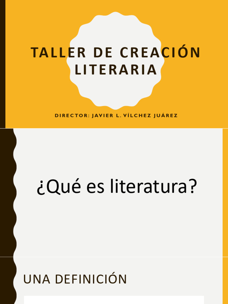 Sesión 1 - Taller de Creación Literaria - Aspectos Generales | PDF ...