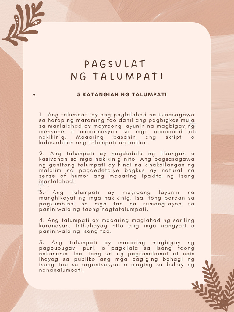 Pagsulat NG Talumpati | PDF