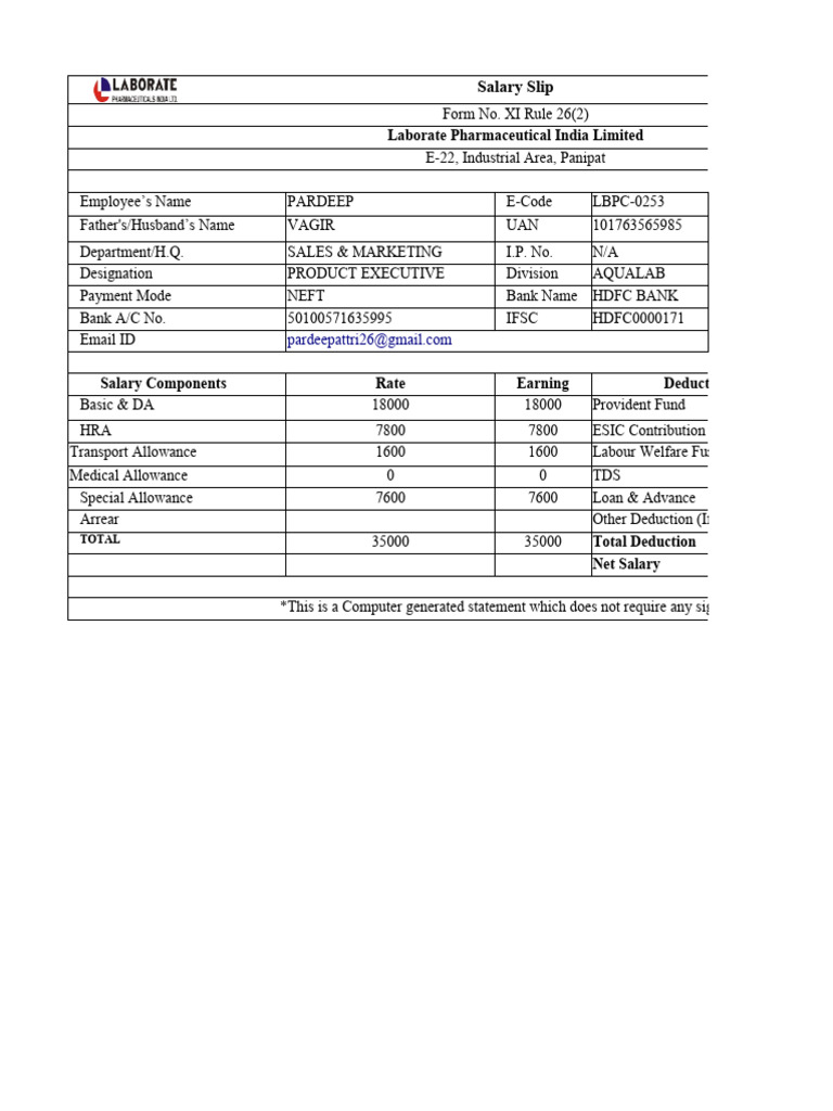 Salary Slip July 2023 - Unlocked | PDF
