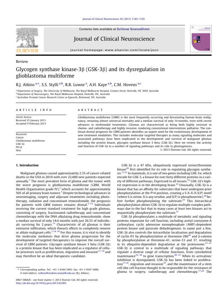 GSK 3 Beta in GBM | PDF | Protein Kinase B | Myc