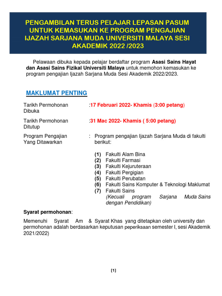 Notis Kemasukan PASUM 20222023 | PDF