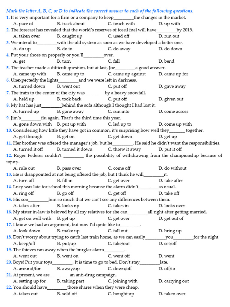 Ex Phrasal Verbs Lesson 2 | PDF