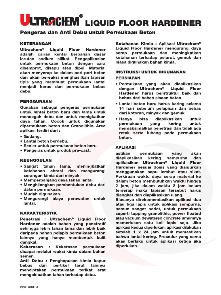 ULTRACHEM LIQUID FLOOR HARDENER (10 JAN 2022)_p | PDF