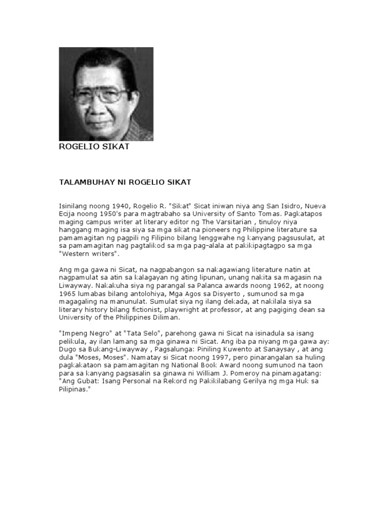 Talambuhay Ni Rogelio Sikat | PDF