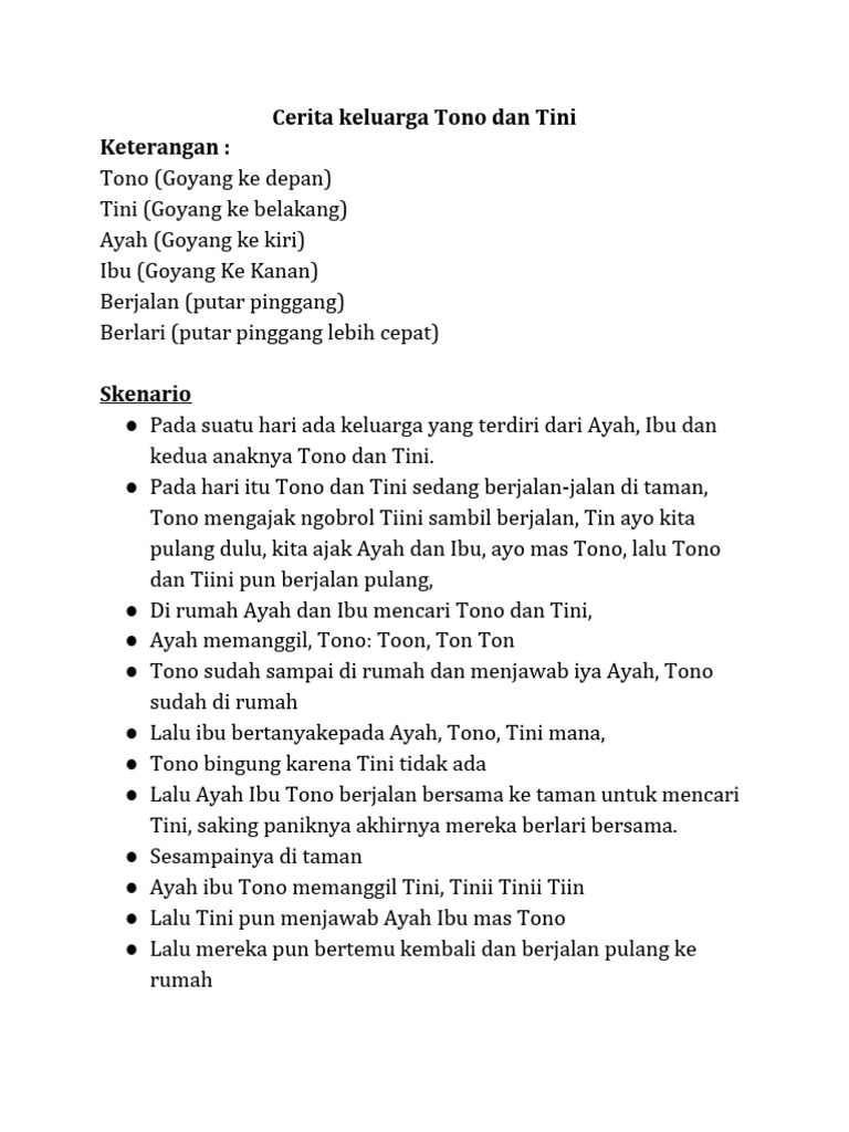 Cerita Keluarga Tono Dan Tini | PDF
