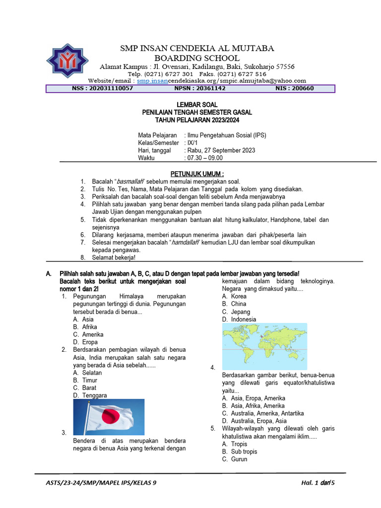 Latihan Soal Bab 1 IPS Kelas 9 | PDF