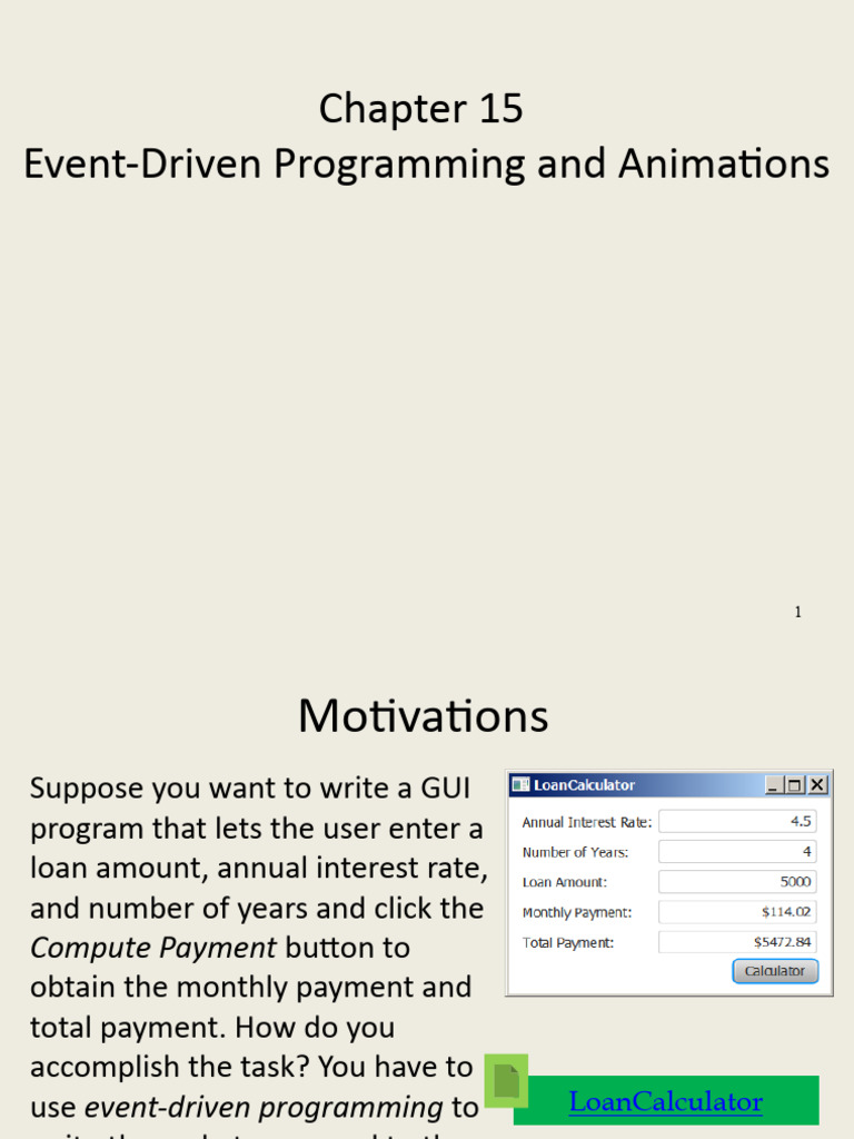 15 Event-Driven Programming and Animations | PDF | Class (Computer Programming) | Anonymous Function
