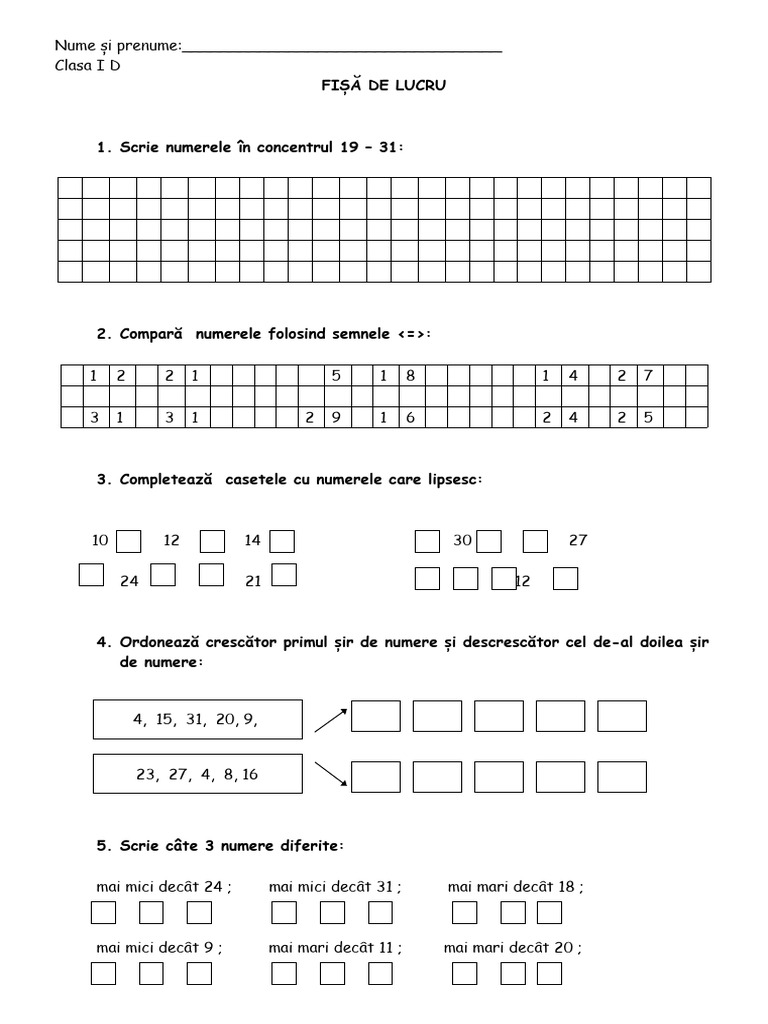 Fisa de Lucru Mem Clasa | PDF