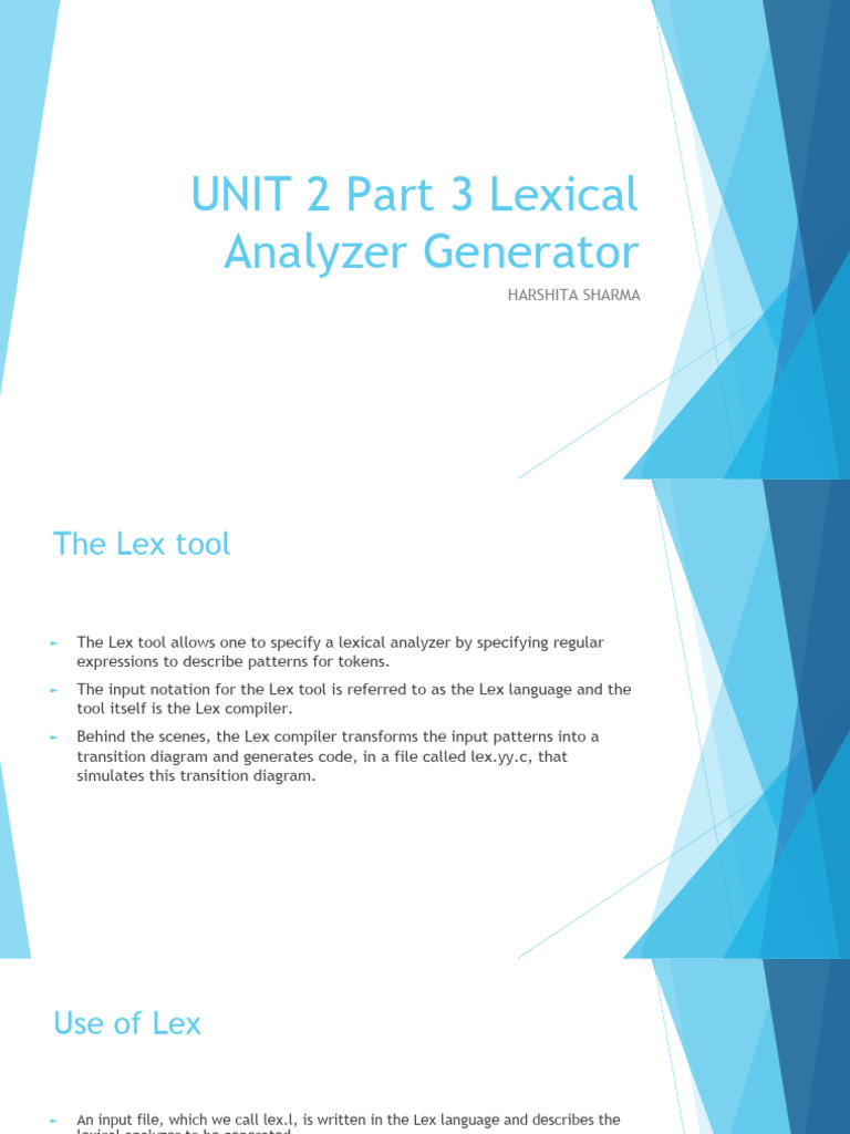 UNIT 2 Part 3 Lexical Analyzer Generator | PDF | Parsing | Computer Programming