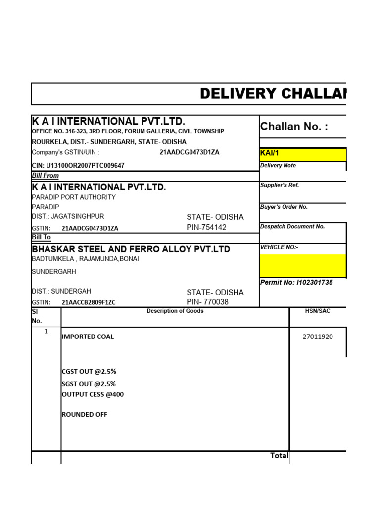 Delivery Challan Coal | PDF | Government Of India | Payments